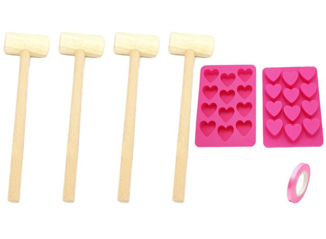 4 Large Wooden Hammers, 2 12-hole Heart-shaped Sil... – Grandado