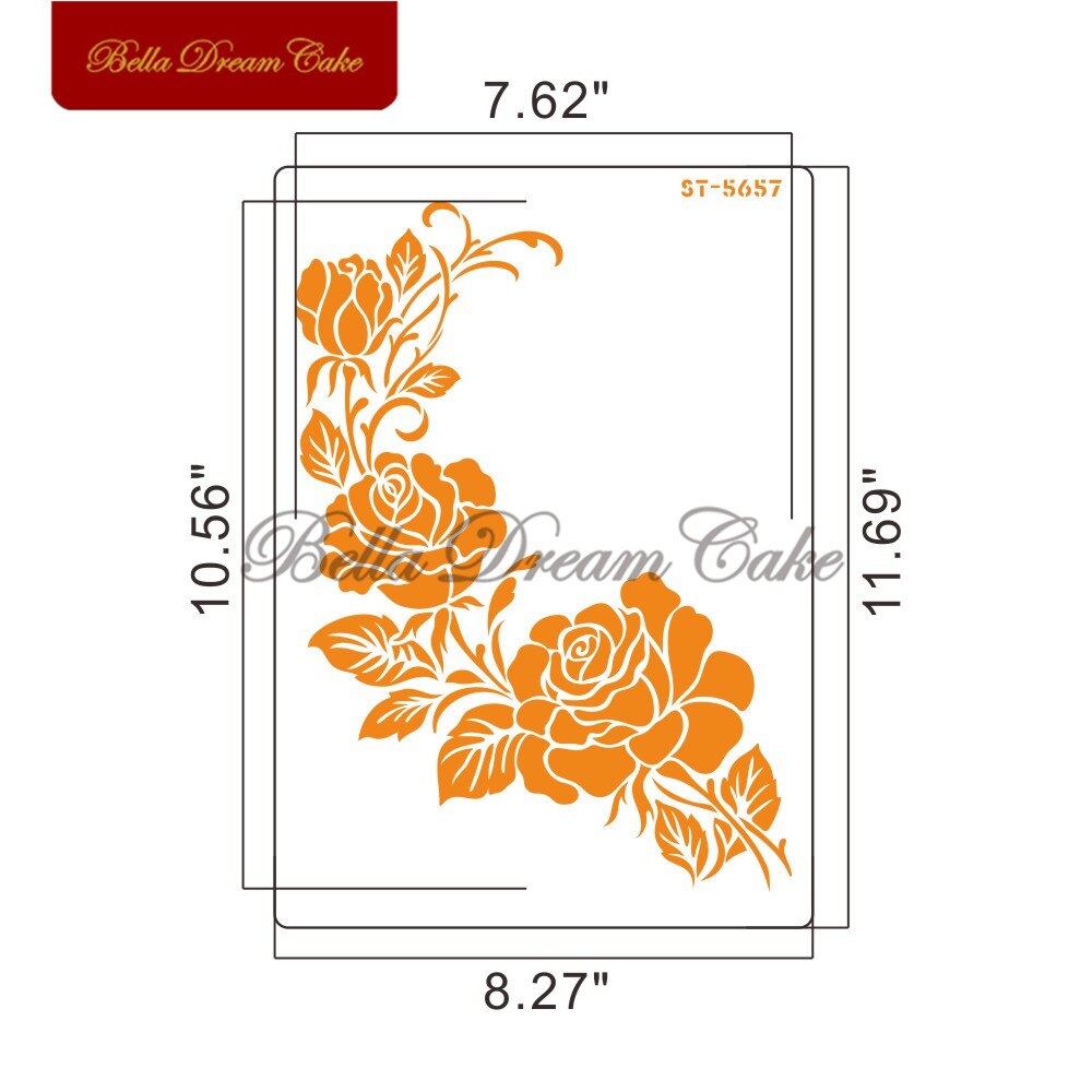 Rose Flower Drawing Stencils Valentine's Day Cake ... – Vicedeal