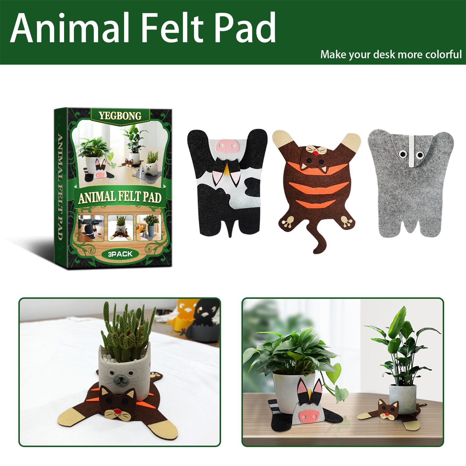 3Pcs Leuke Vilt Coastersanimal Koffie Mok Mat 3Pcs... – Vicedeal