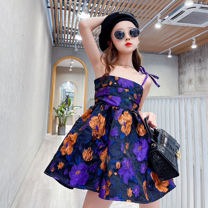 Girls Floral Sling Dress Summer Brand Princess Dre... – Grandado
