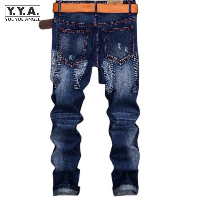 Personality Punk Mens Jeans Trousers Hole Ripped D... – Vicedeal