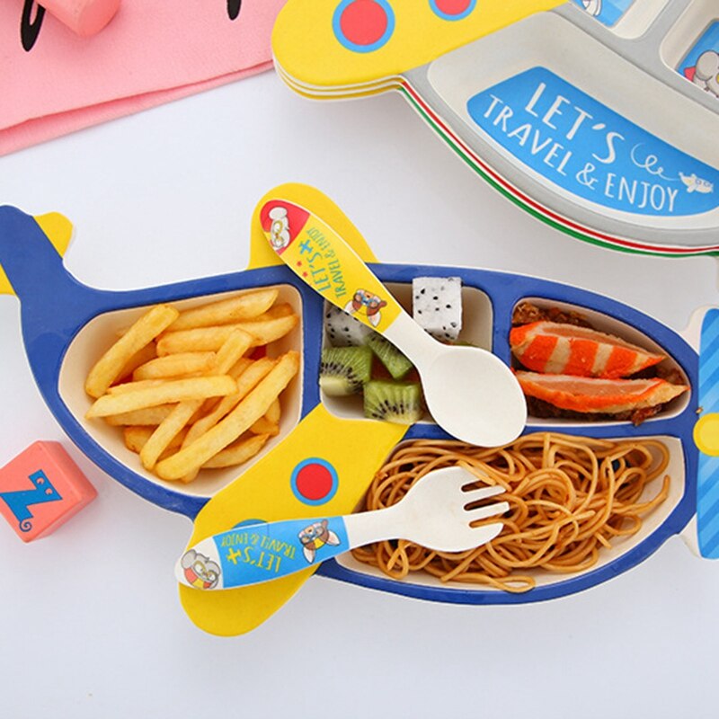 3 stks/set Bamboevezel kinderen Plaat Vliegtuigen ... – Grandado