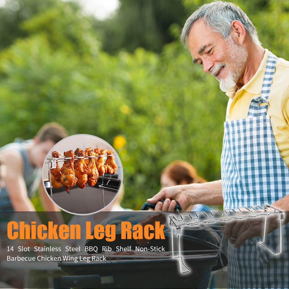 14 Slot Rvs Bbq Rib Plank Non-stick Barbecue Kip V... – Vicedeal