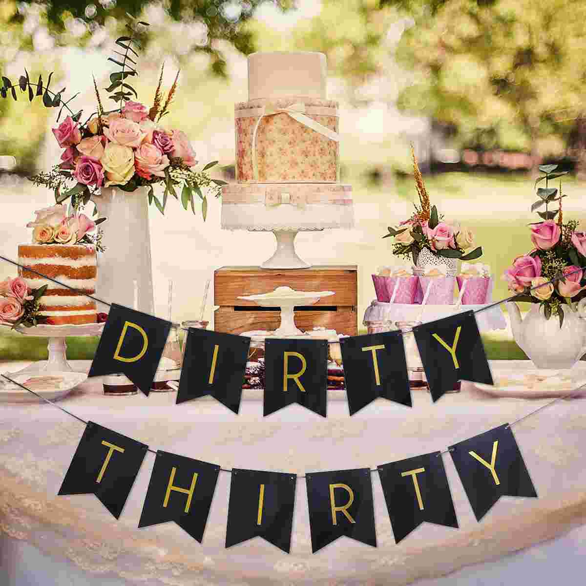Birthday Flag Party Decorations Dirty Thirty Lette... – Grandado