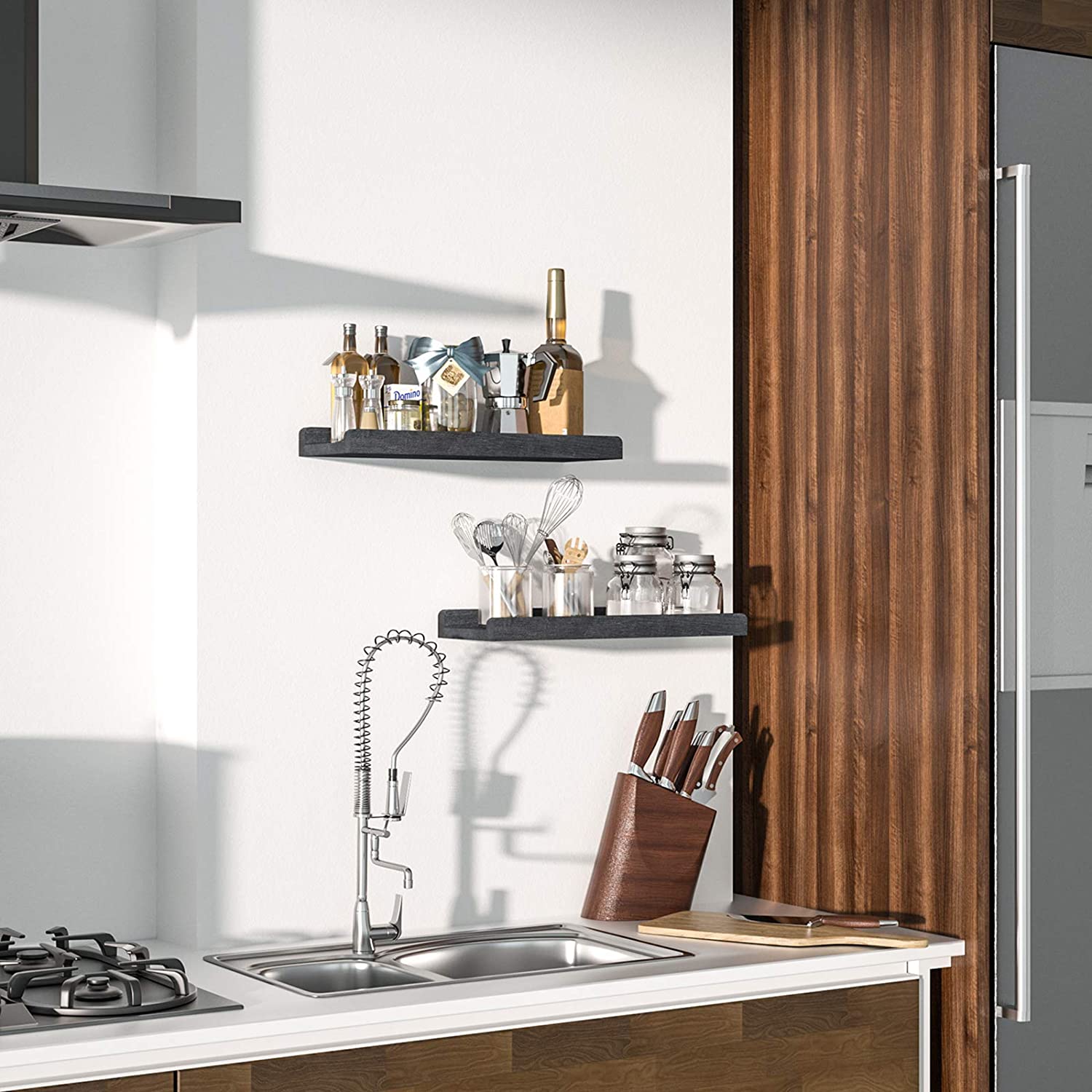 Drijvende Planken Wandmontage Set Van 2 Rustieke H... – Grandado