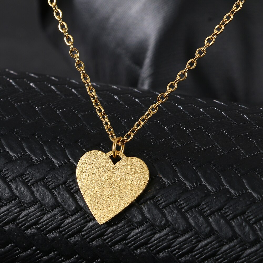 Stainless Steel Necklaces Sand Pressing Heart Pend... – Grandado