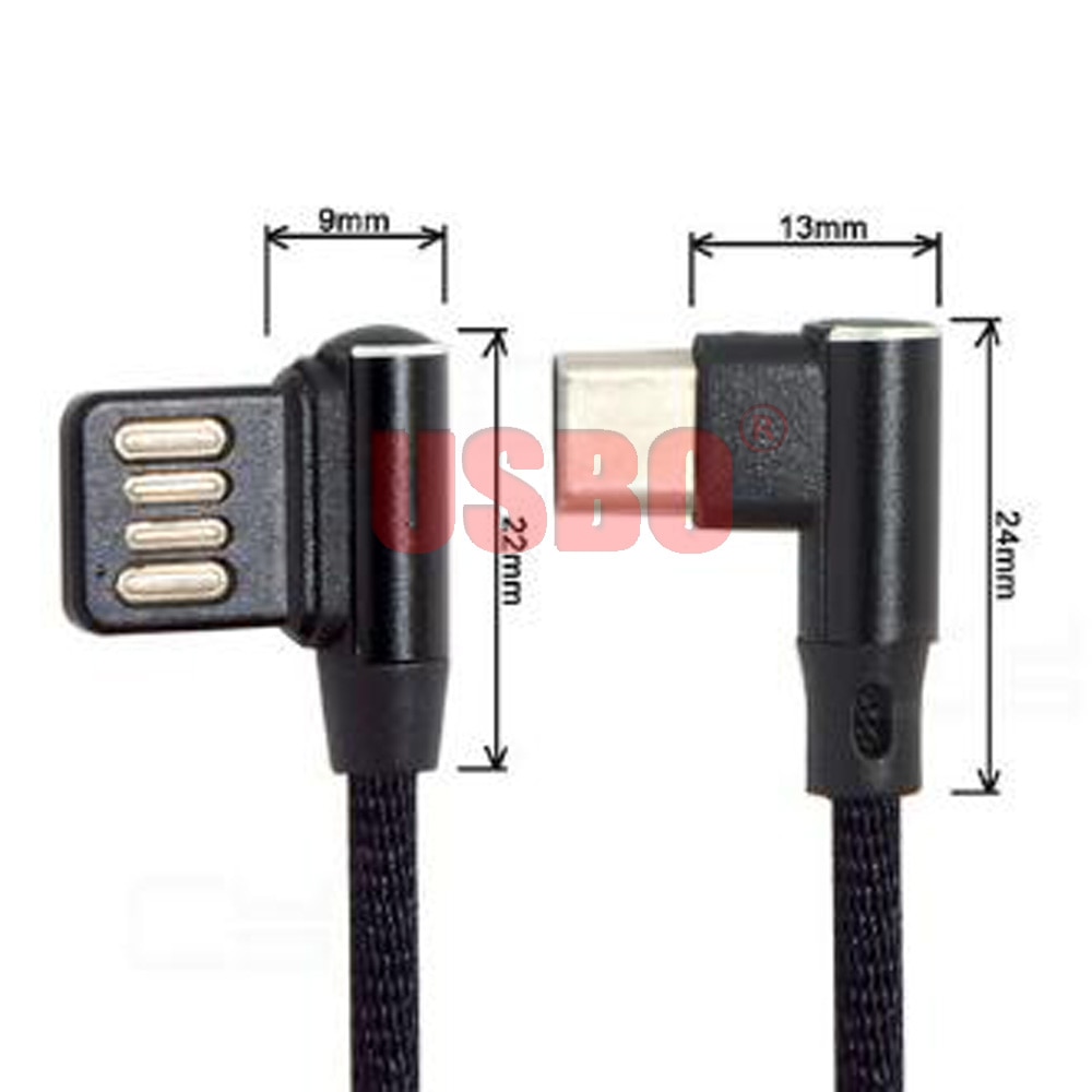 Black 15cm double elbow male-male Type-C to USB V8... – Grandado