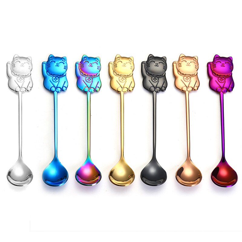 1PC Cartoon Lucky Cat Stirring Spoon Stainless Ste... – Vicedeal