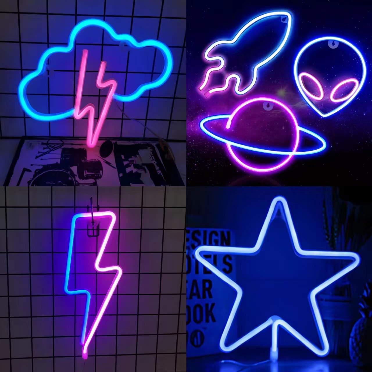 1pc, cool neonlicht batterij/USB-voeding, speelkam... – Vicedeal