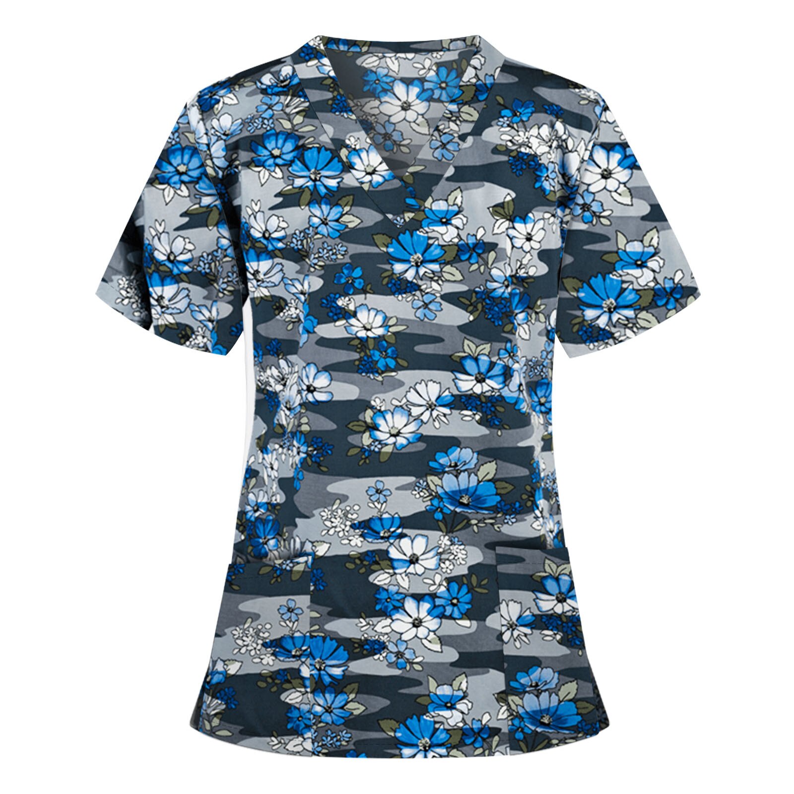 Short Sleeve V-Neck Pocket Care Workers Uniform To... – Grandado