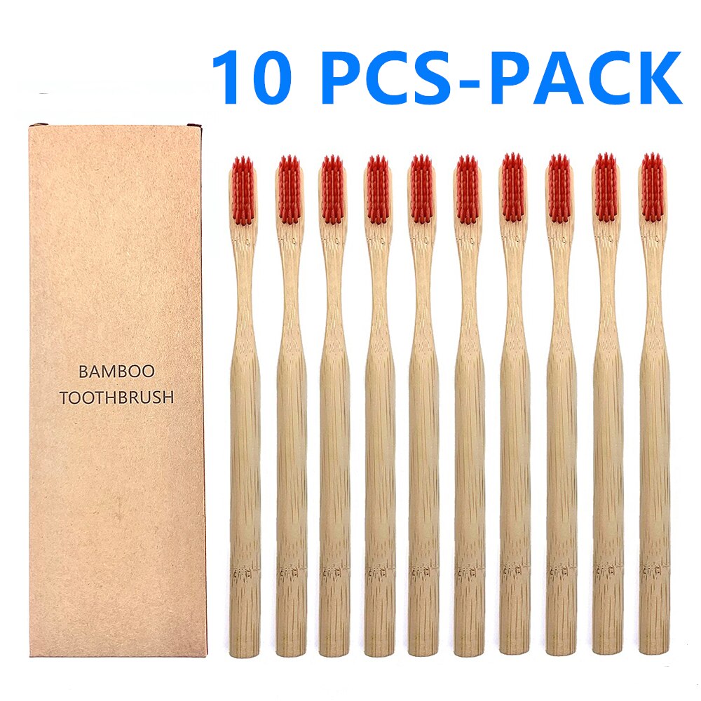 10Pcs Natural Toothbrush Eco-Friendly Rainbow Bamb... – Grandado