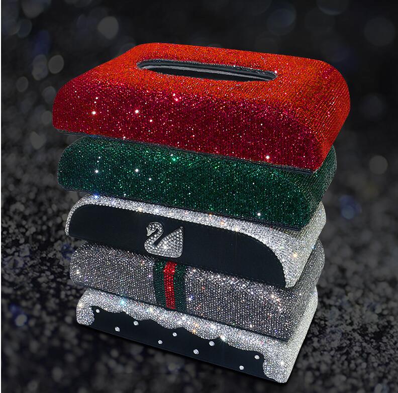 luxury synthetic diamon leather tissue box black t... – Grandado