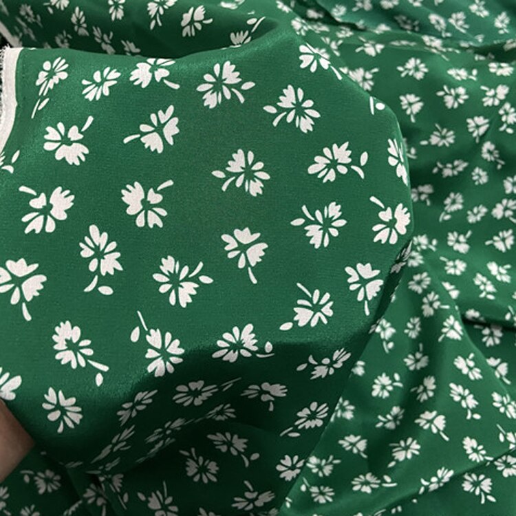 silk crepe de chine fabric soft mini white floral ... – Grandado