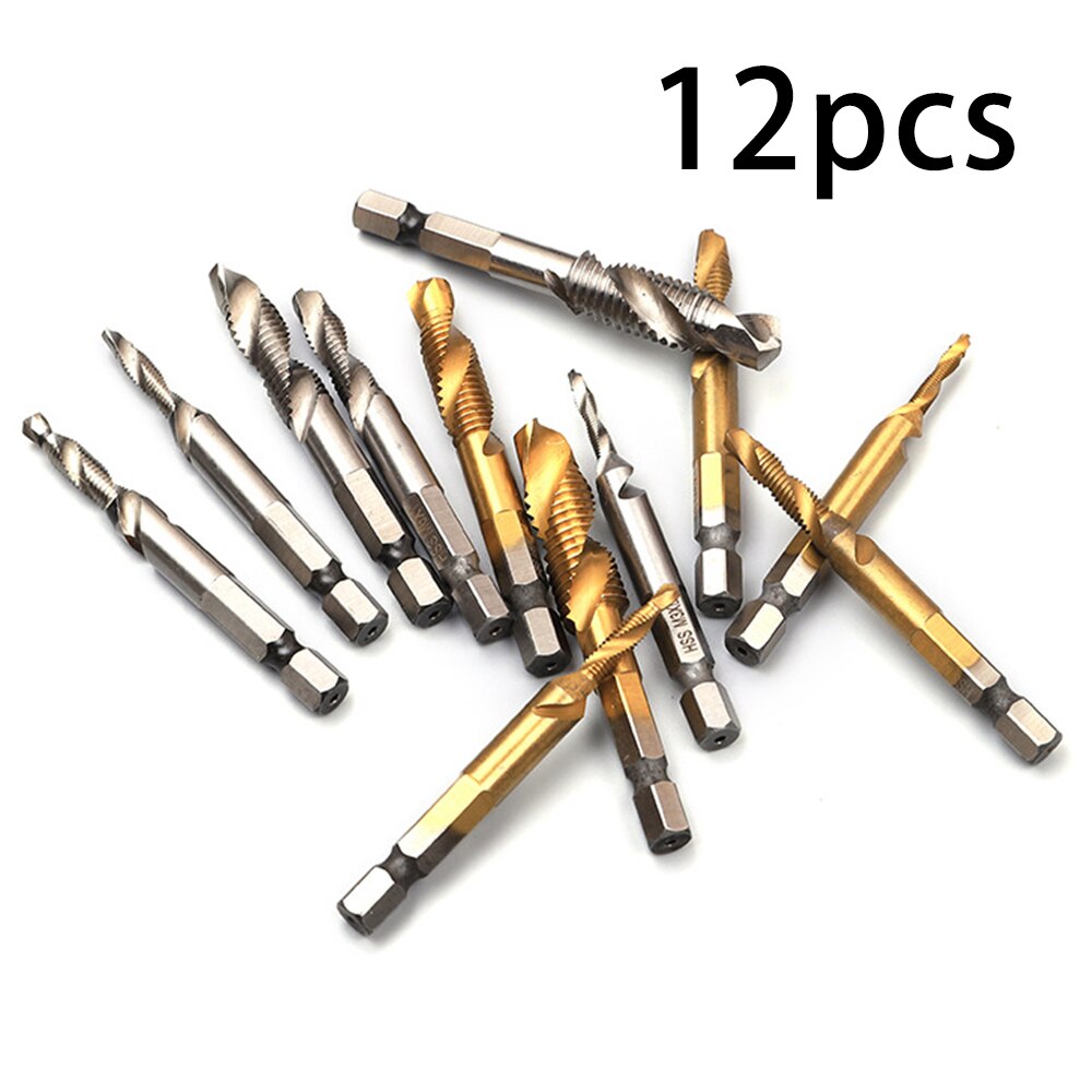 12 unidades de rosca M3-M10 HSS, juego de brocas p... – Grandado