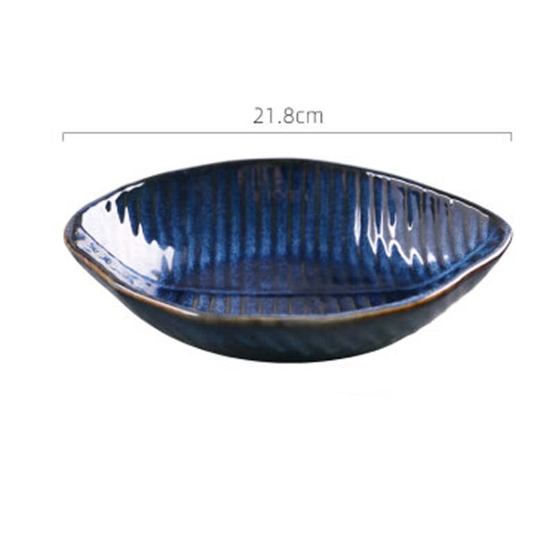 Kiln ceramic plate large steamed fish plate leaf-s... – Vicedeal