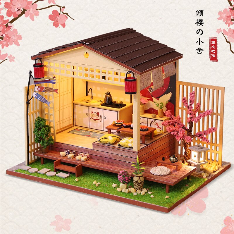 Japanese Style Handmade Wood DIY Hut Tilt Sakura C... – Grandado
