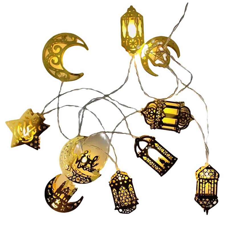 10 LED Gold Ramadan Decorations Eid Decor Star Moo... – Vicedeal