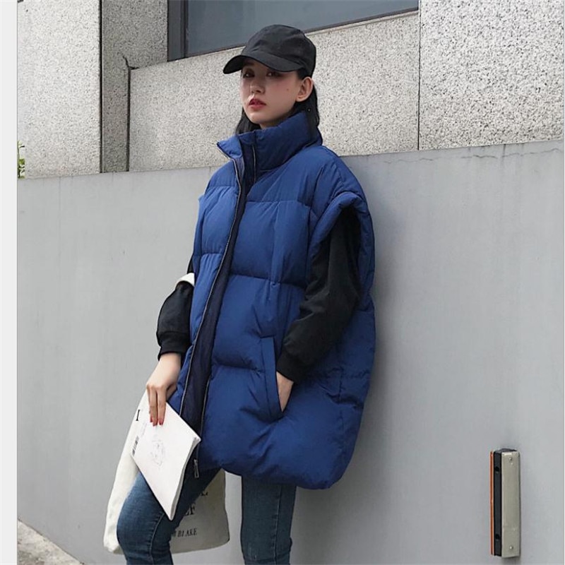 Oversize Vrouwen Winter Vest Korte Losse Beneden K... – Vicedeal