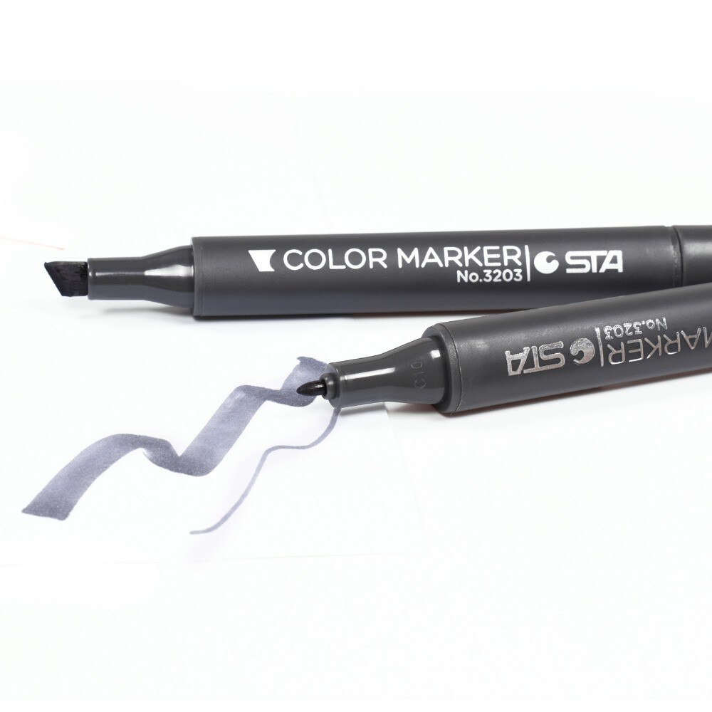 12 Color Grayscale Marker Pen Set Cool Grey Dual H... – Grandado