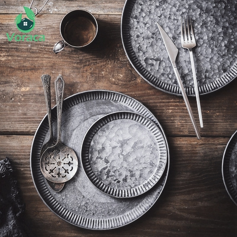 Handcrafted Round Retro Iron Craft Iron Plate Vint... – Vicedeal