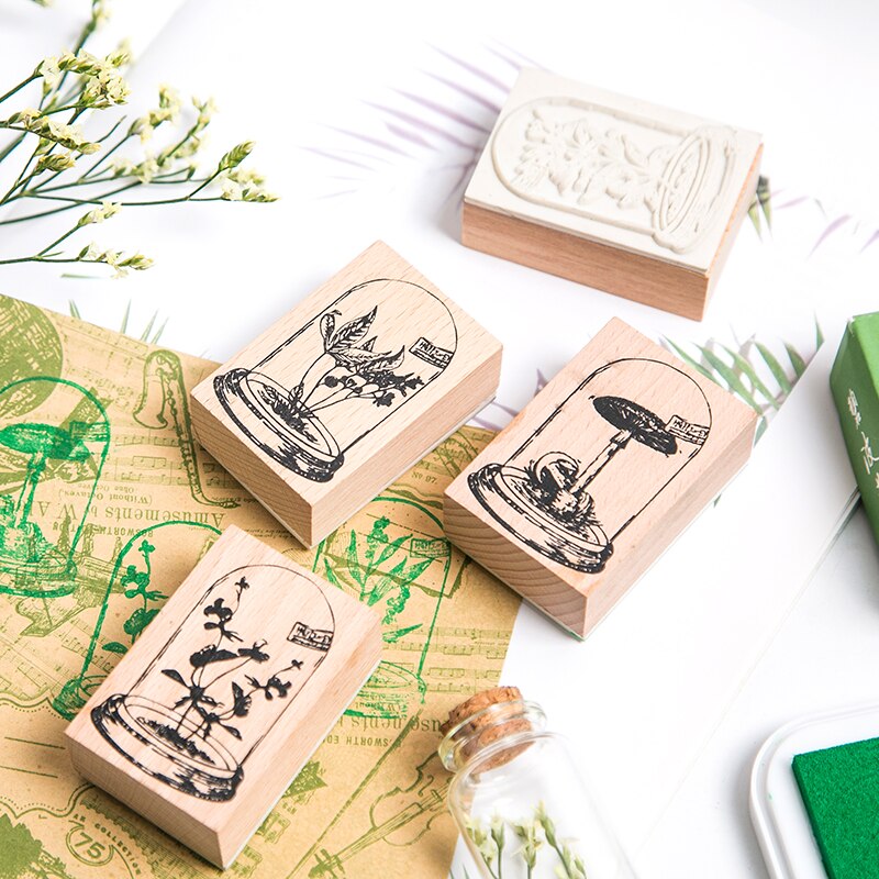 Vintage Bloemen Plant Paddestoel Decoratie Stempel... – Grandado