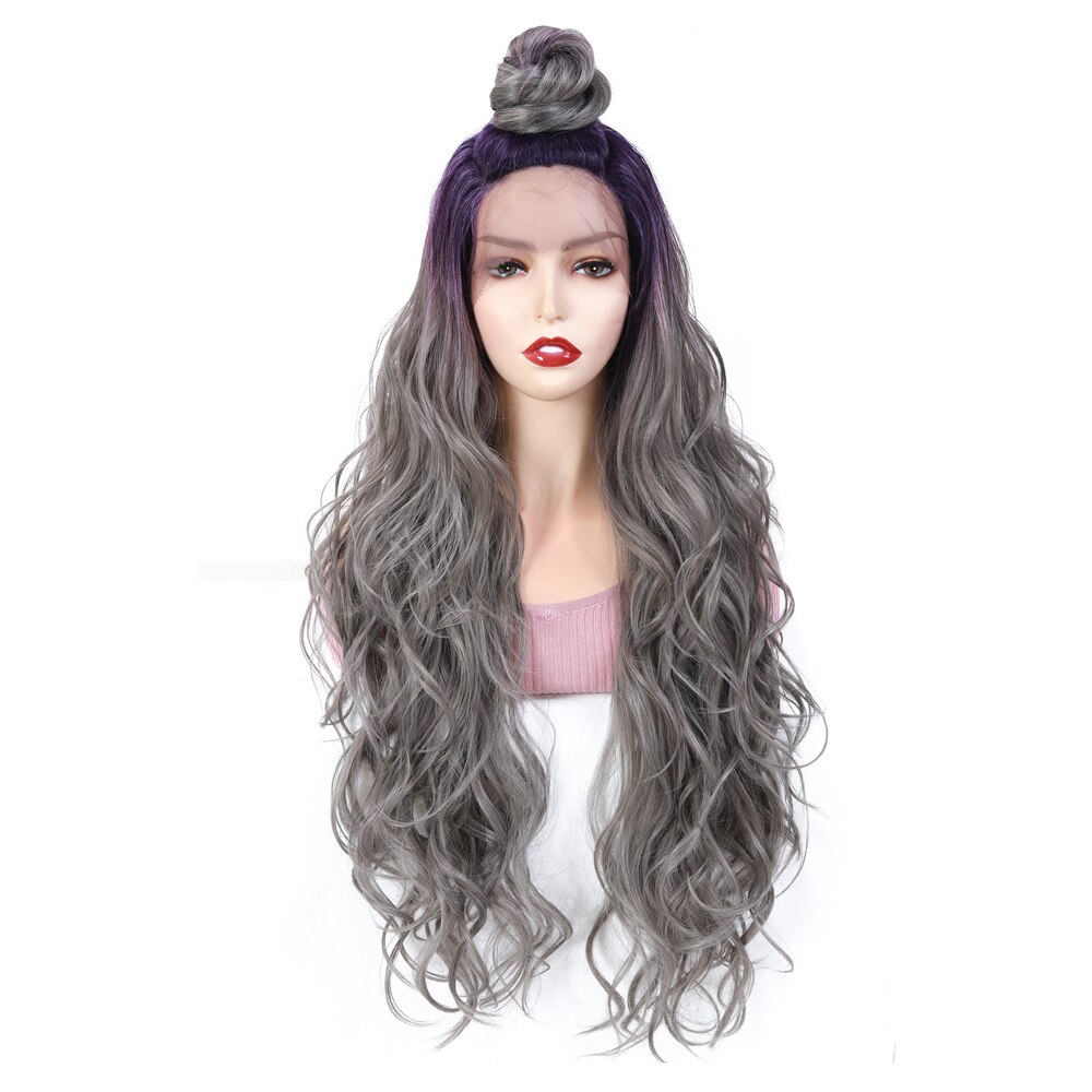 Ombre Grey Synthetic Lace Front Wigs Long Wave Moo... – Vicedeal