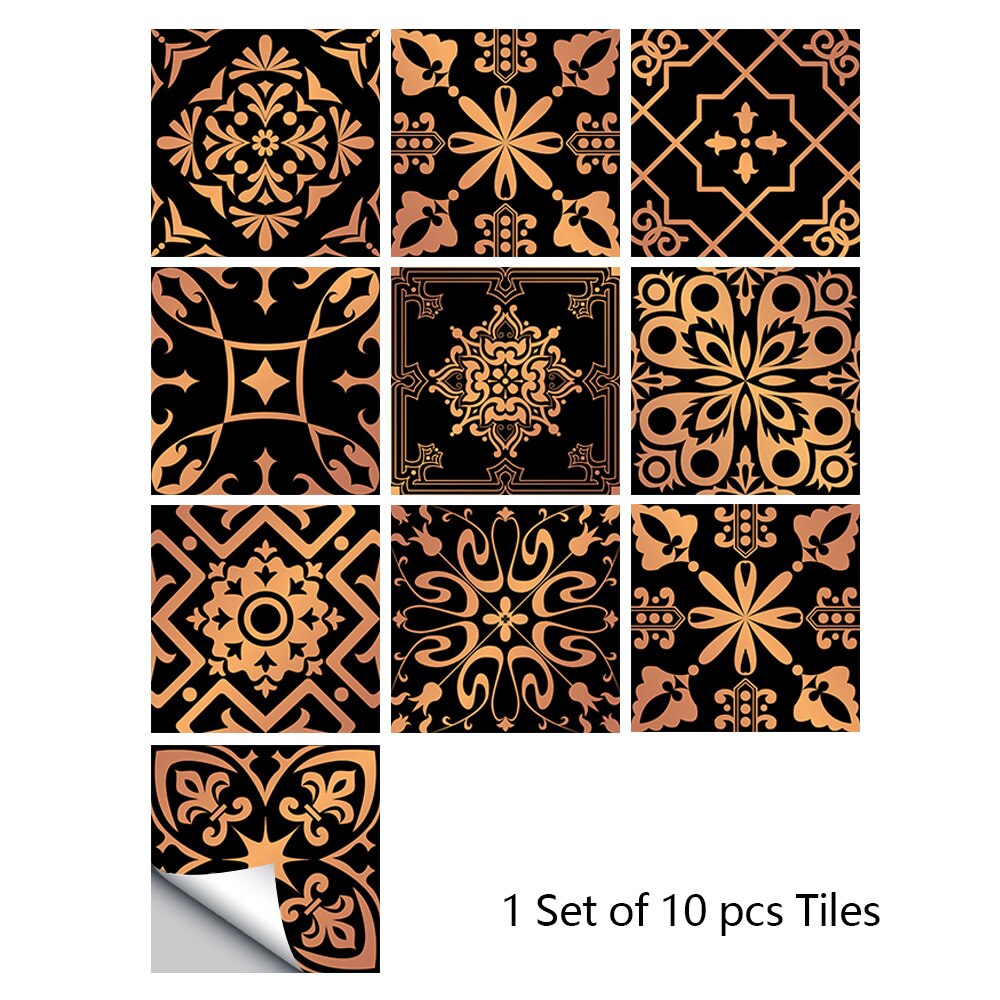 10/15/20cm Retro Pattern Matte Surface Tiles Stick... – Grandado