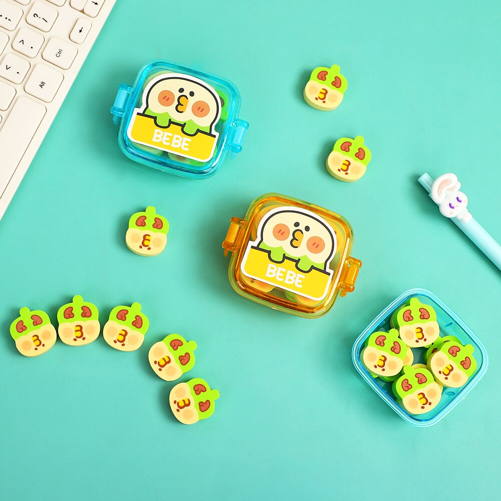 8pcs/set Cartoon Little Parrot Boxed Eraser Studen... – Grandado