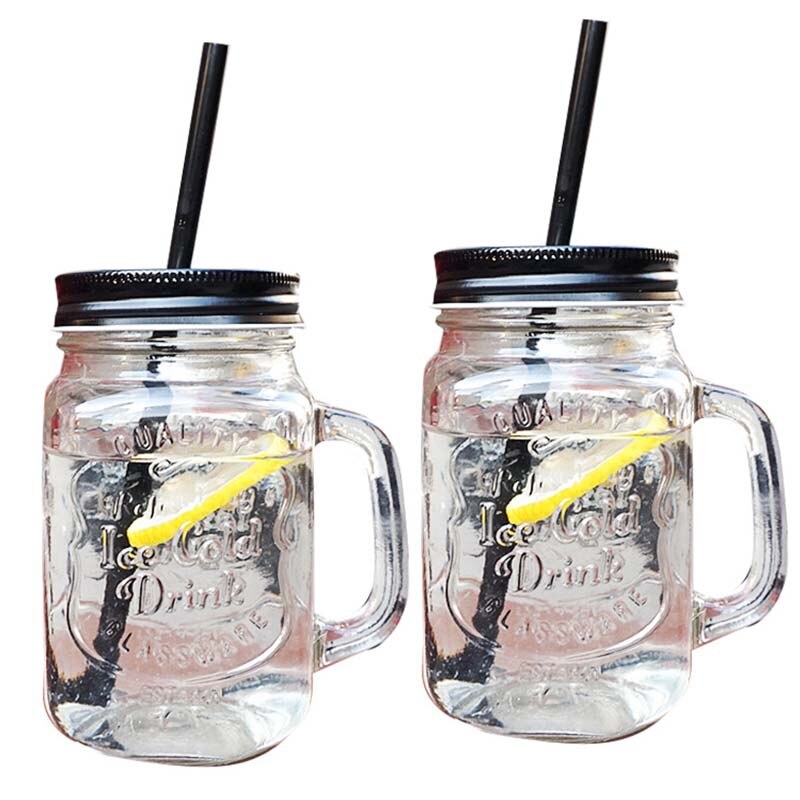 450ml Mason Jar Mugs with Handles Old Fashioned Gl... – Vicedeal
