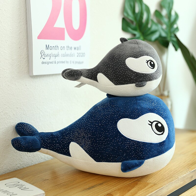 Cartoon Whale Puffy Plush Toy Stuffed Doll Whale S... – Grandado