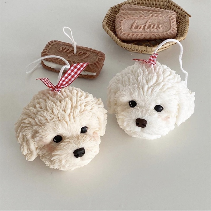 Leuke Teddy Hond Kaars Mallen Hond Headshot Handge... – Vicedeal