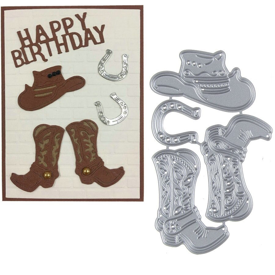 Set of Cowboy Hat Boots Metal Cutting Dies Templat... – Vicedeal