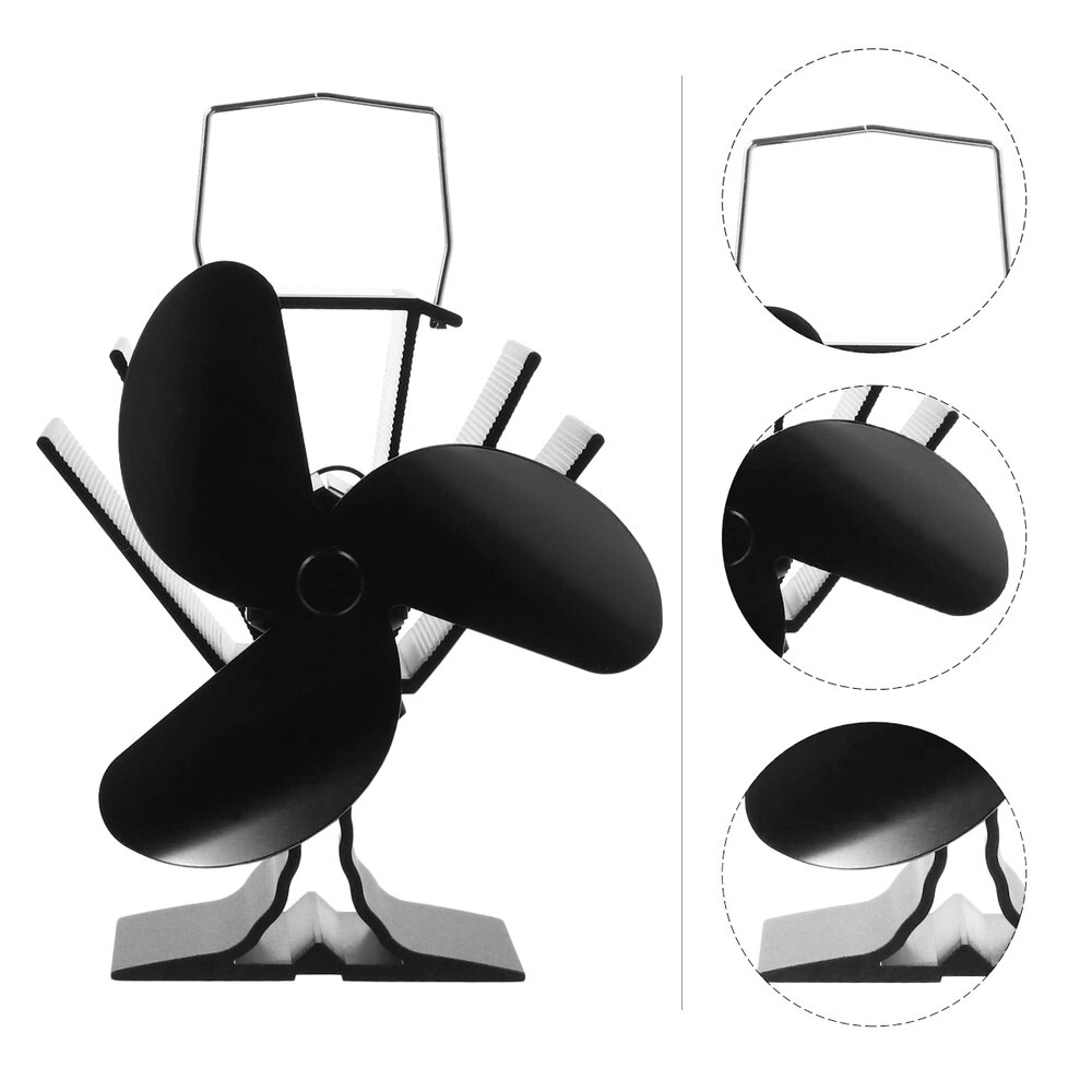 4 Vane Heat Powered Stove Fan Home Fireplace Fan E... – Grandado