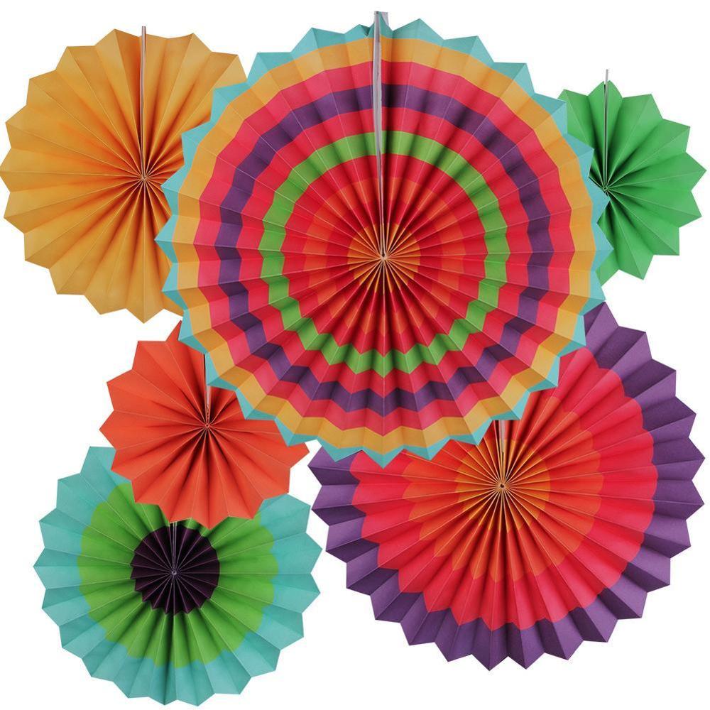6Pcs/Set Mixed Size Hanging Paper Fan Round Wheel ... – Vicedeal