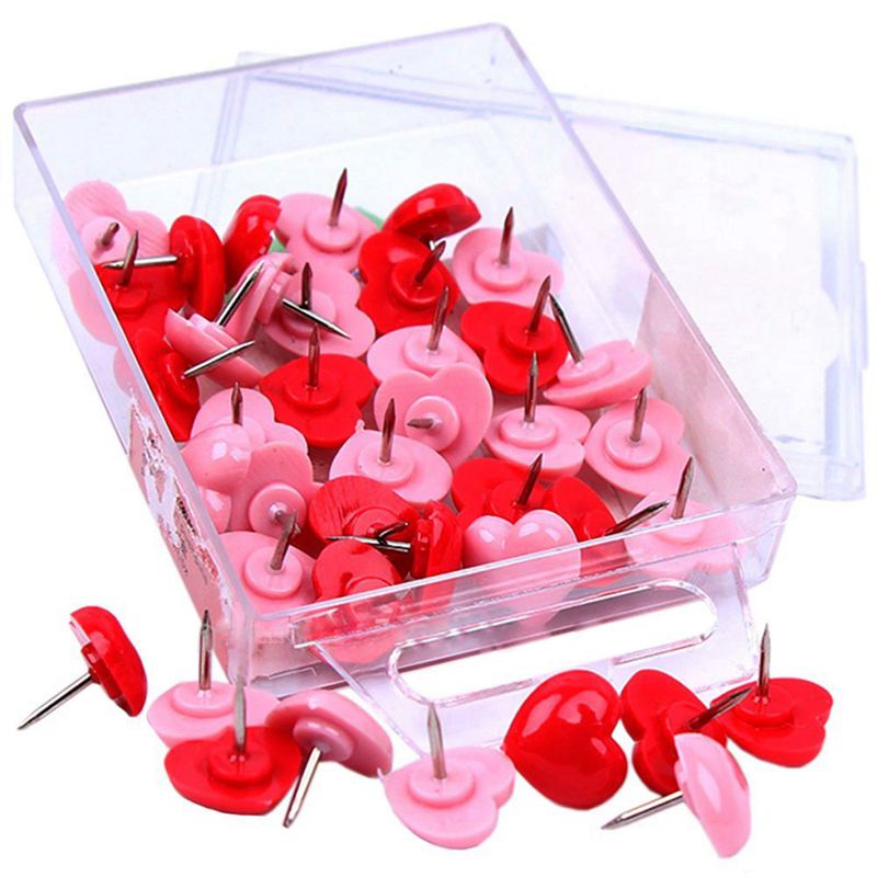 50 PCS Heart Push Pins, Red Bulletin Boards Thumb ... – Grandado