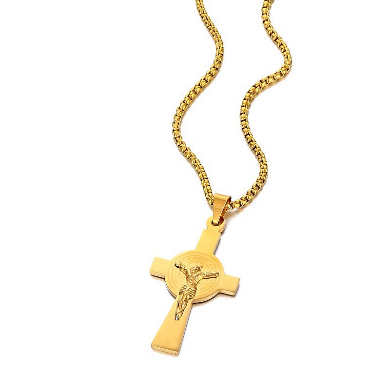 Religieuze Gouden Kruis Ketting Mannen San Benito ... – Vicedeal
