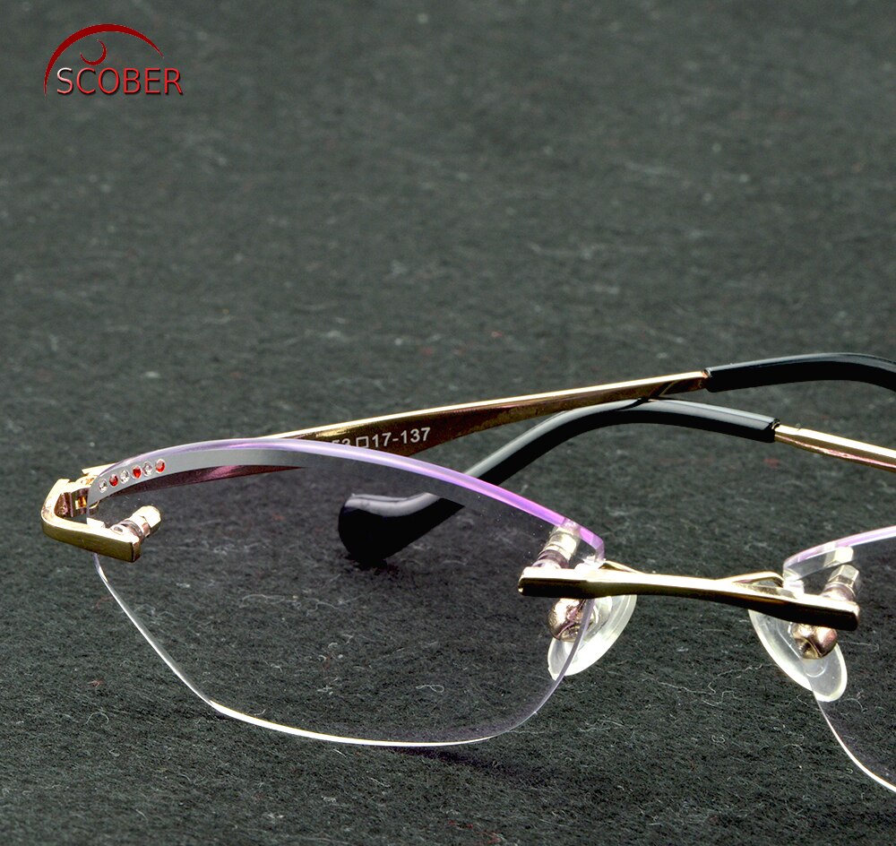Diamond Cutting Titanium Alloy Rimless Women Readi... – Grandado