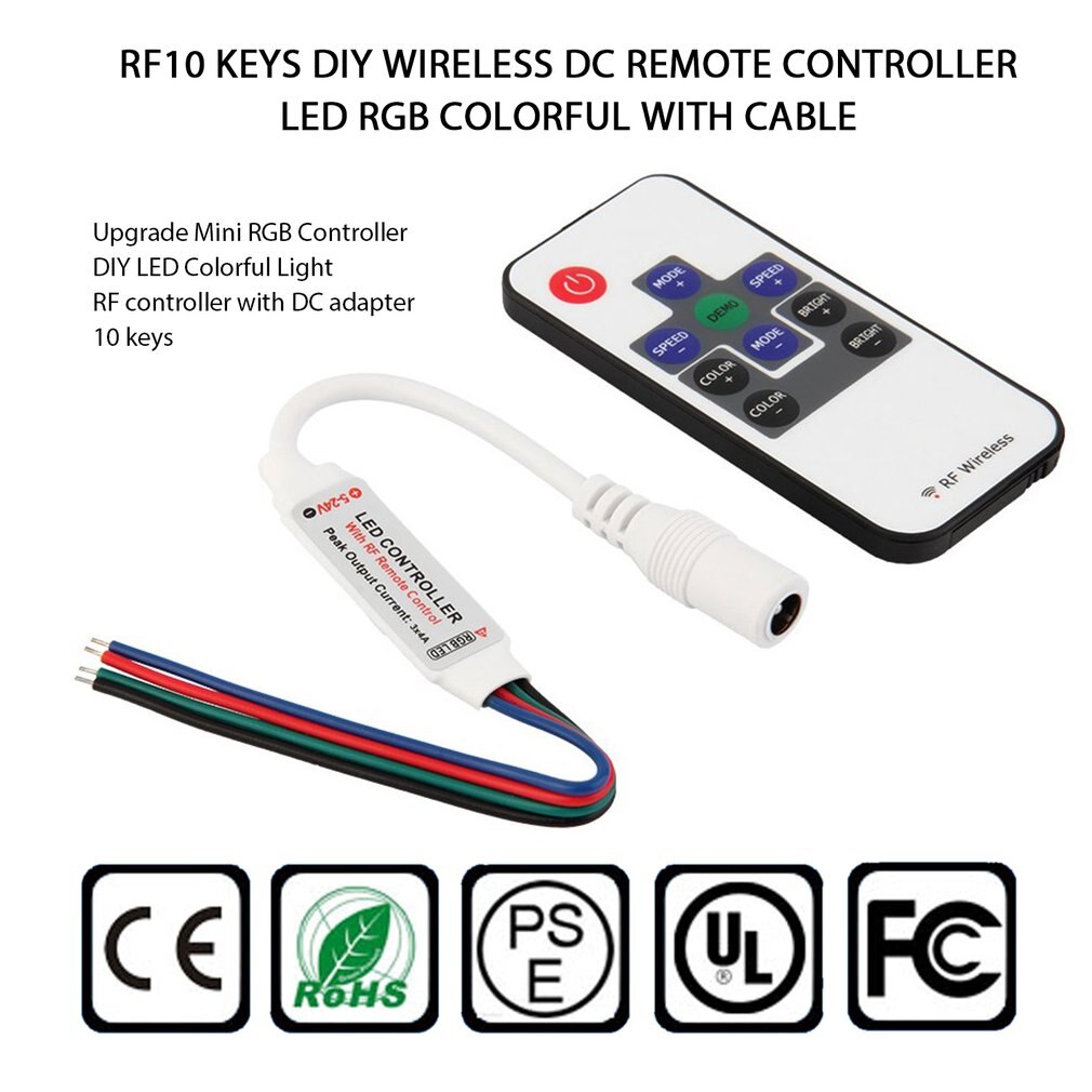 RF10 Keys LED RGB Controller DIY DC Remote Control... – Grandado
