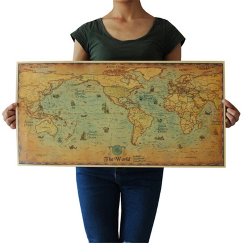Nautical Ocean Sea World Map Retro Old Art Paper P... – Grandado