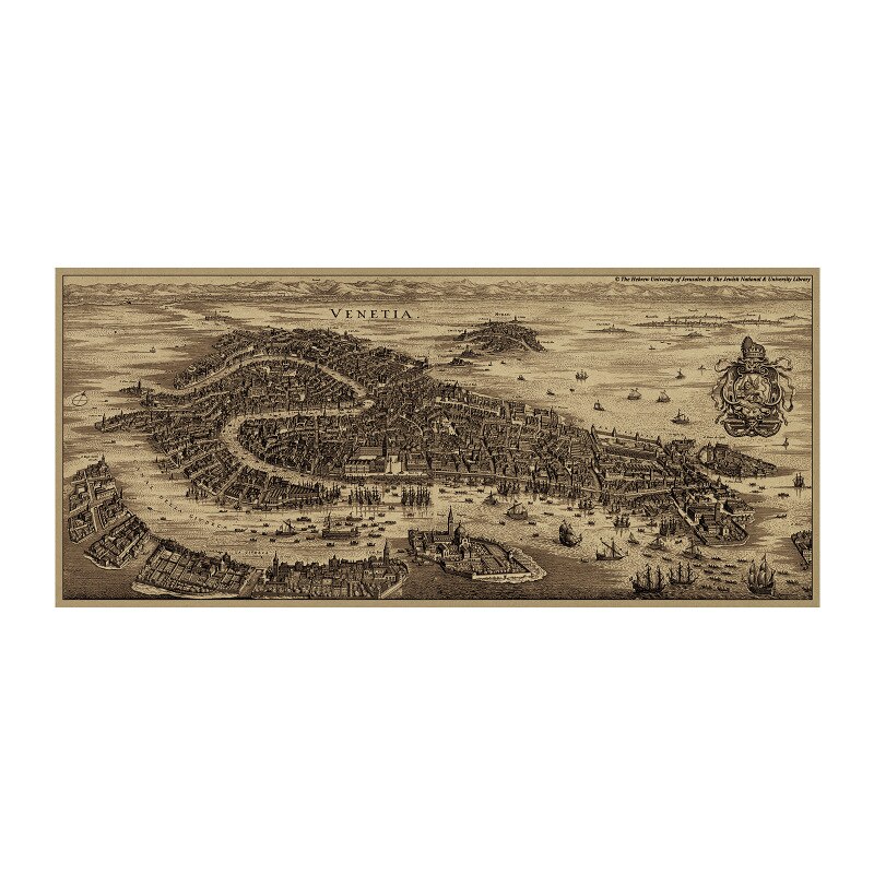 Pc001 Large Size Vintage Venice Hand-painted Map-1... – Grandado