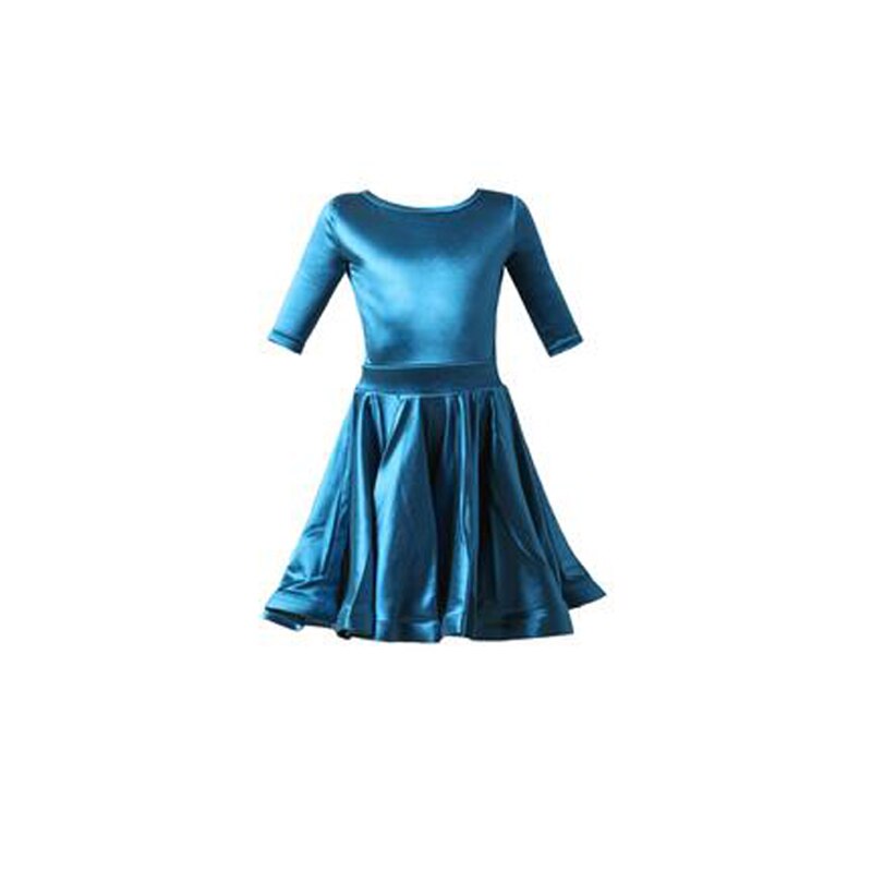 Girls Latin Dance Dress Blue Short Sleeve Practice... – Vicedeal