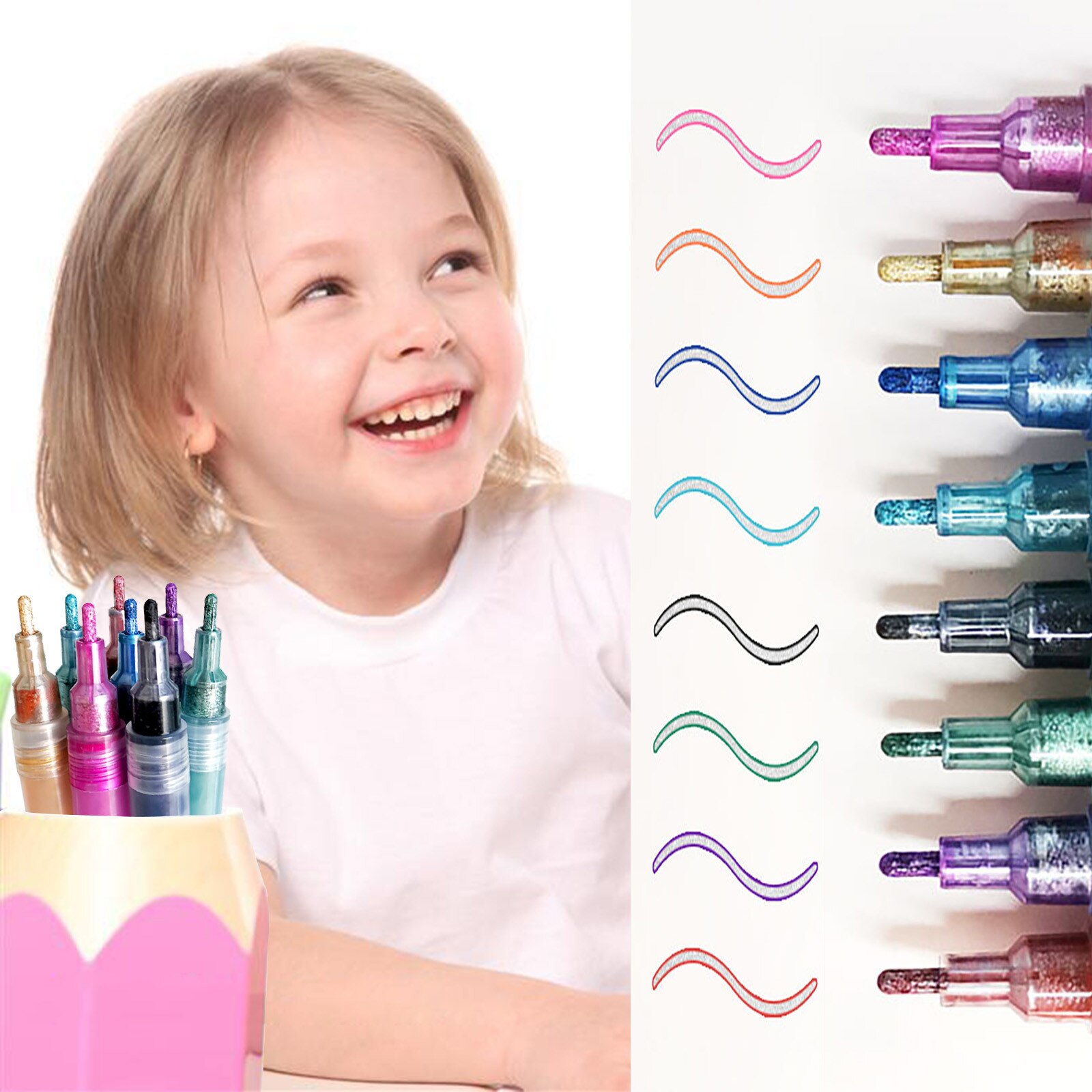 8/12pc Paint Glitter Color Fluorescent Marker Meta... – Vicedeal