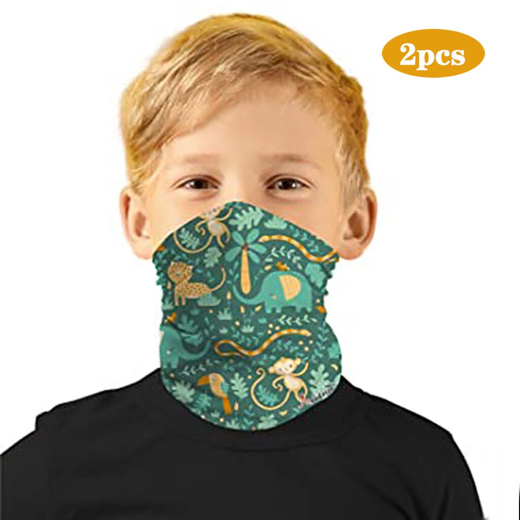2PC Children's Print Face Mask Protectio Neck Wind... – Grandado