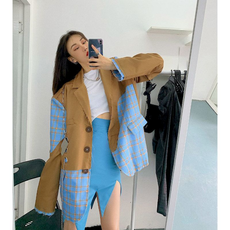 niche sense irregular color contrast stitching cha... – Grandado