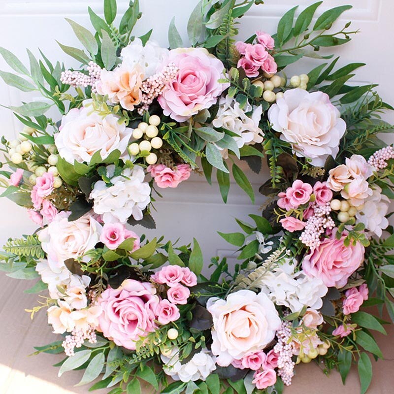 Artificial Flower Wreath - 22 inch Spring Round Ar... – Grandado