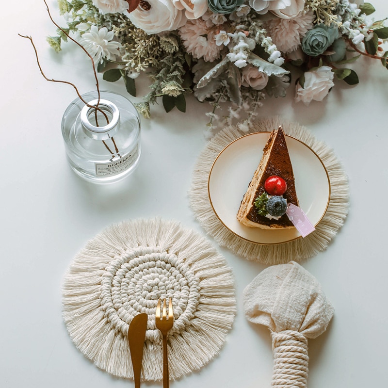 1pcs Macrame Placemats Cup Mat Tablecloth Coaster ... – Vicedeal