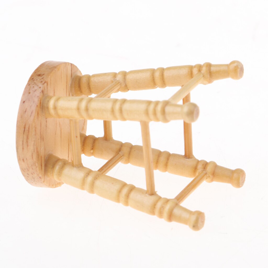1:12 Scale Miniature Bar Stool Wood Chair Pub Furn... – Grandado