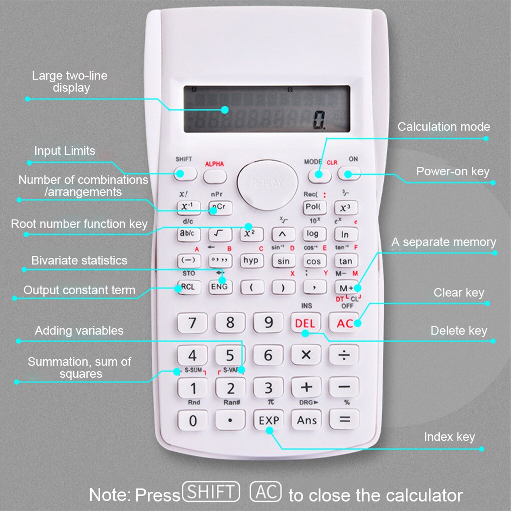 Calculator Engineering 12 Digits 2 Line Display Fu Grandado