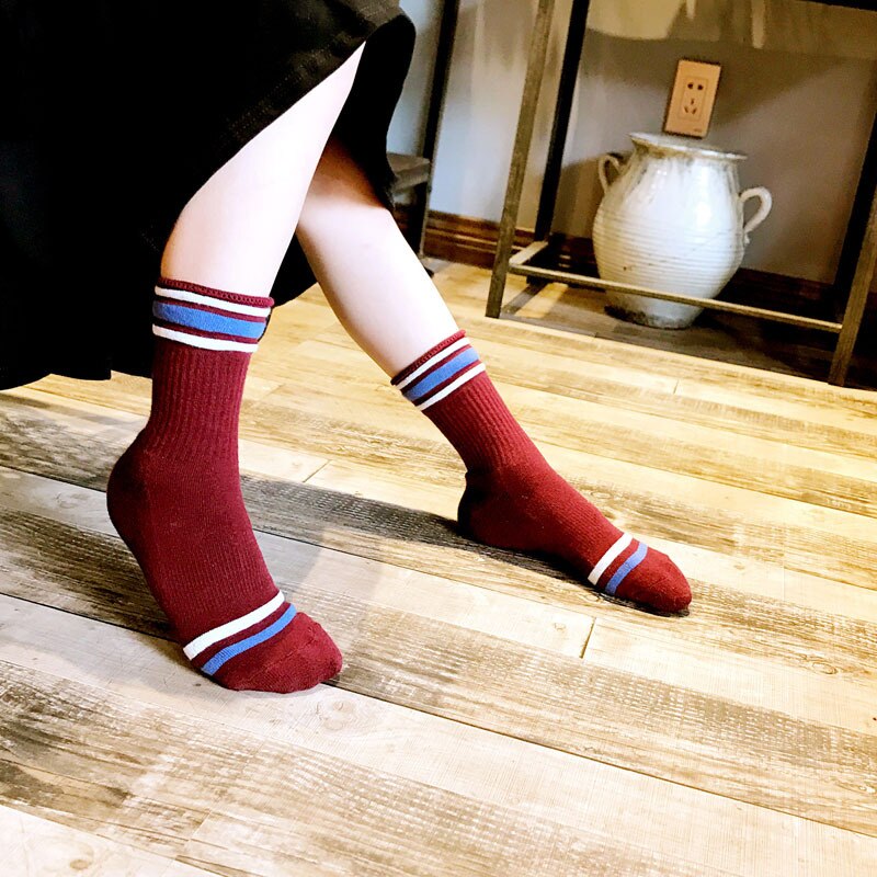 5 Pair/lot Knee-High Thicker Socks Classic Autumn/... – Grandado