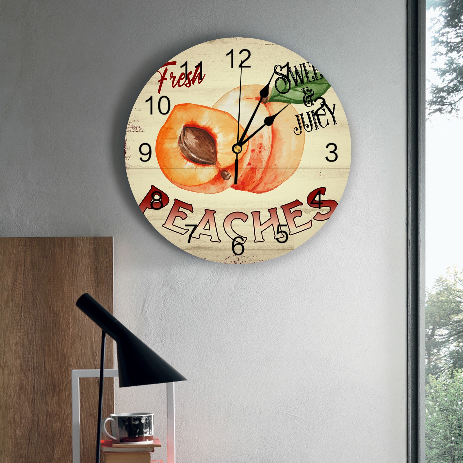 Peach Wood Grain Retro Wall Clock Home Decor Bedro... – Grandado